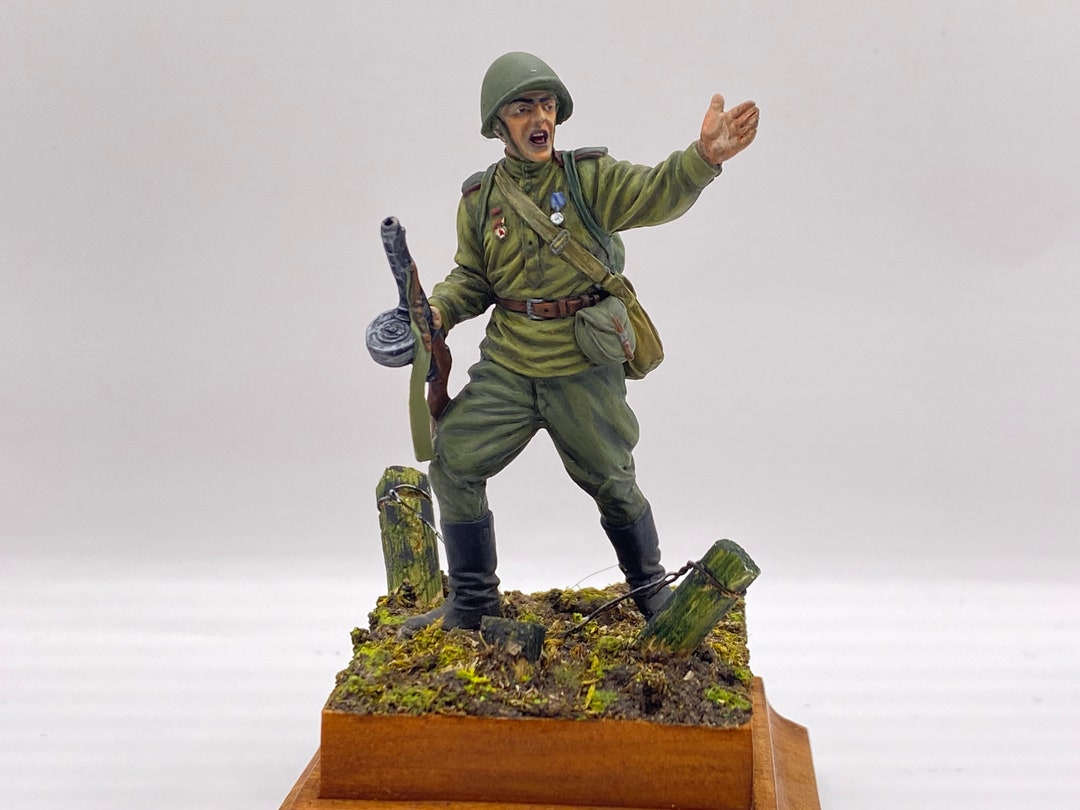 Miniature Figurines Soviet Soldier 54mm Hand Painted 1/32 Scale Pewter ...
