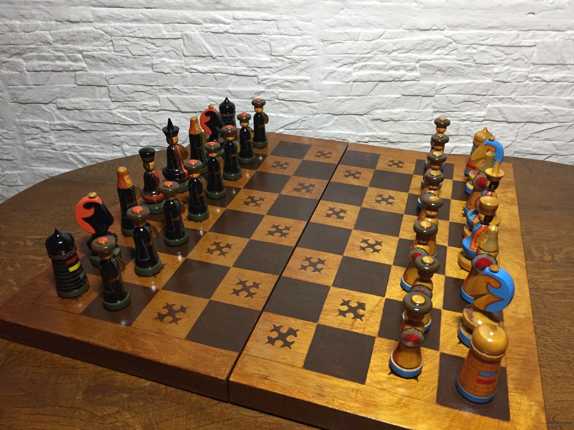 Soviet chess. Soviet chess set. USSR chess. Hand painted. | Etsy