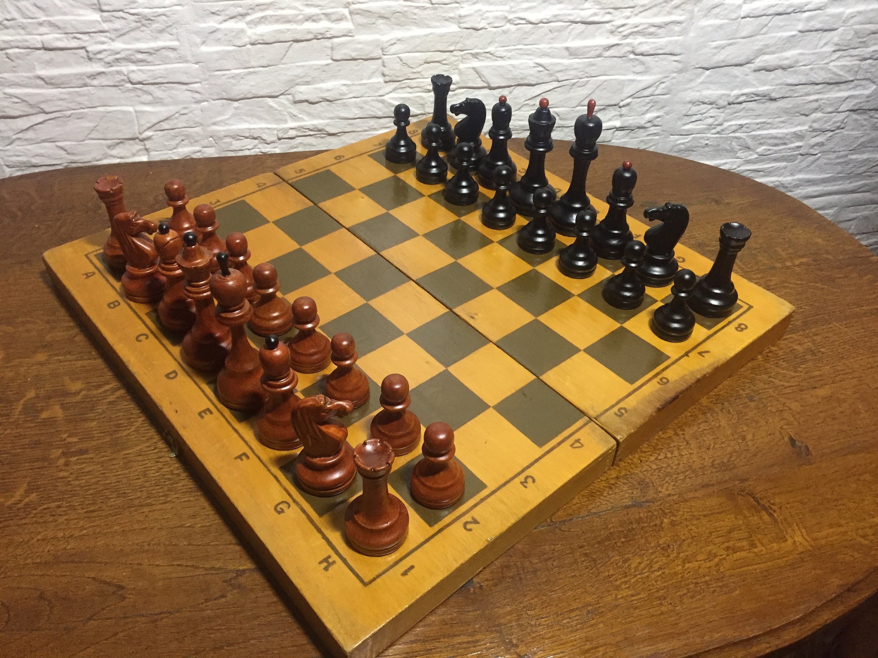 Wooden Weighted Chess set 1980 made // wooden chess // Wooden | Etsy