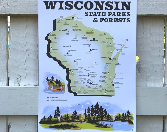 Wisconsin State Parks Checklist Map - Etsy