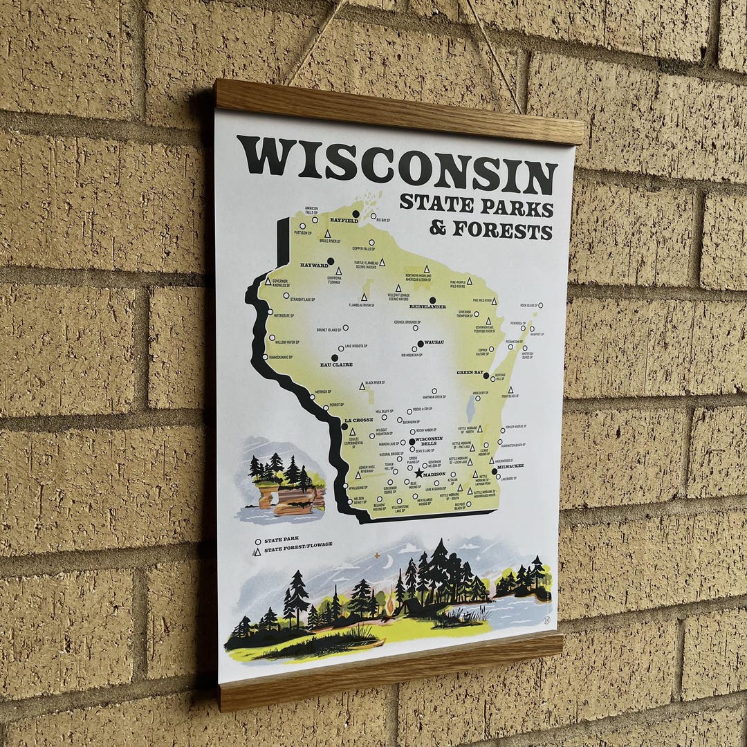 Wisconsin State Parks Checklist Map - Etsy