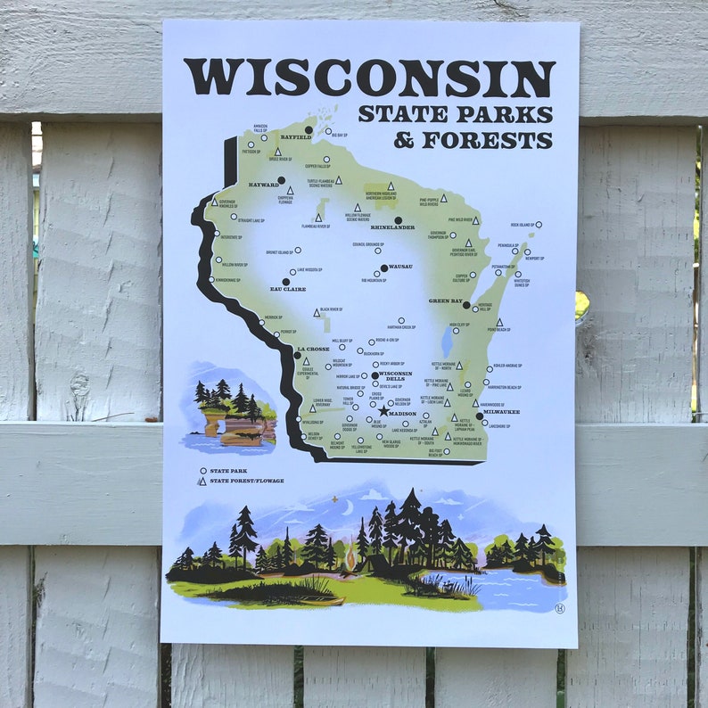 Wisconsin State Parks Checklist Map - Etsy