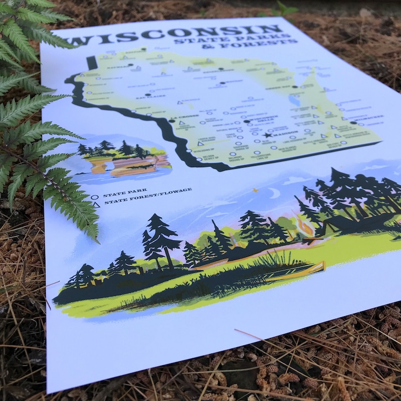 Wisconsin State Parks Checklist Map - Etsy