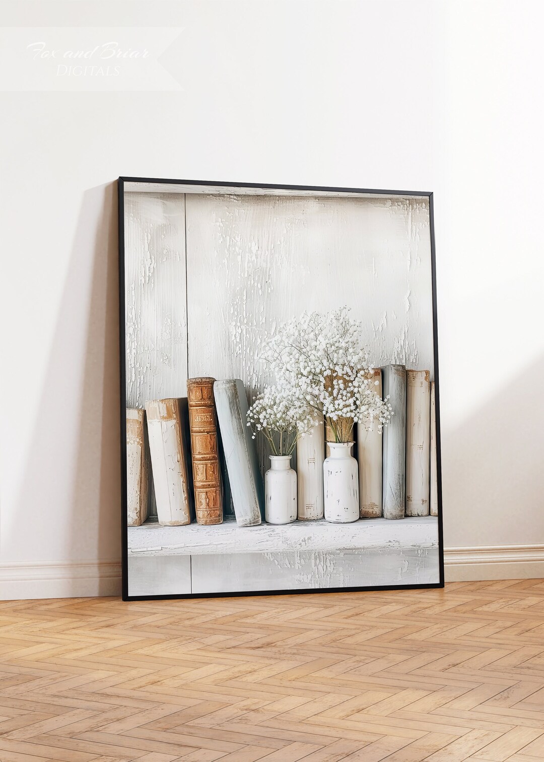 Farmhouse Library Art Print | Old Books Wall Art | Shabby Chic | Oil ...
