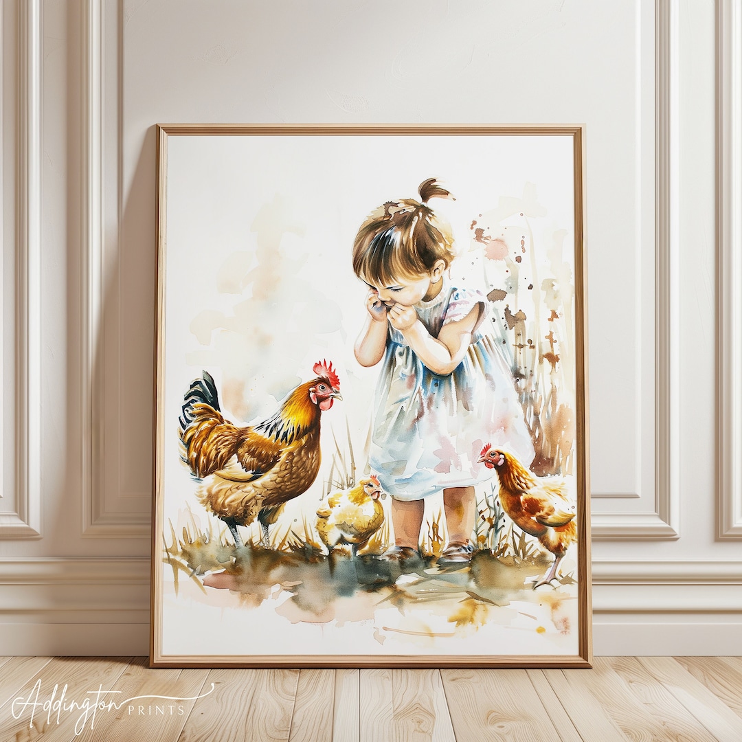 Chicken Wall Art Print | Chicken Print | Girl | Bird Art | Farmhouse ...