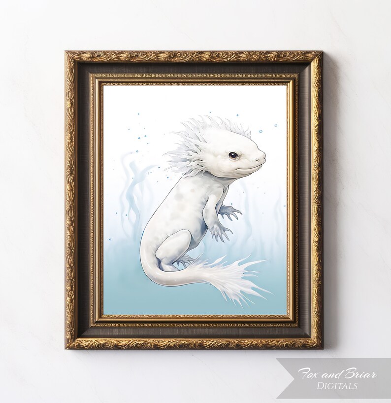 Whimsical Axolotl Wall Art | Fantasy Dragon Axolotl Print | Axolotl ...