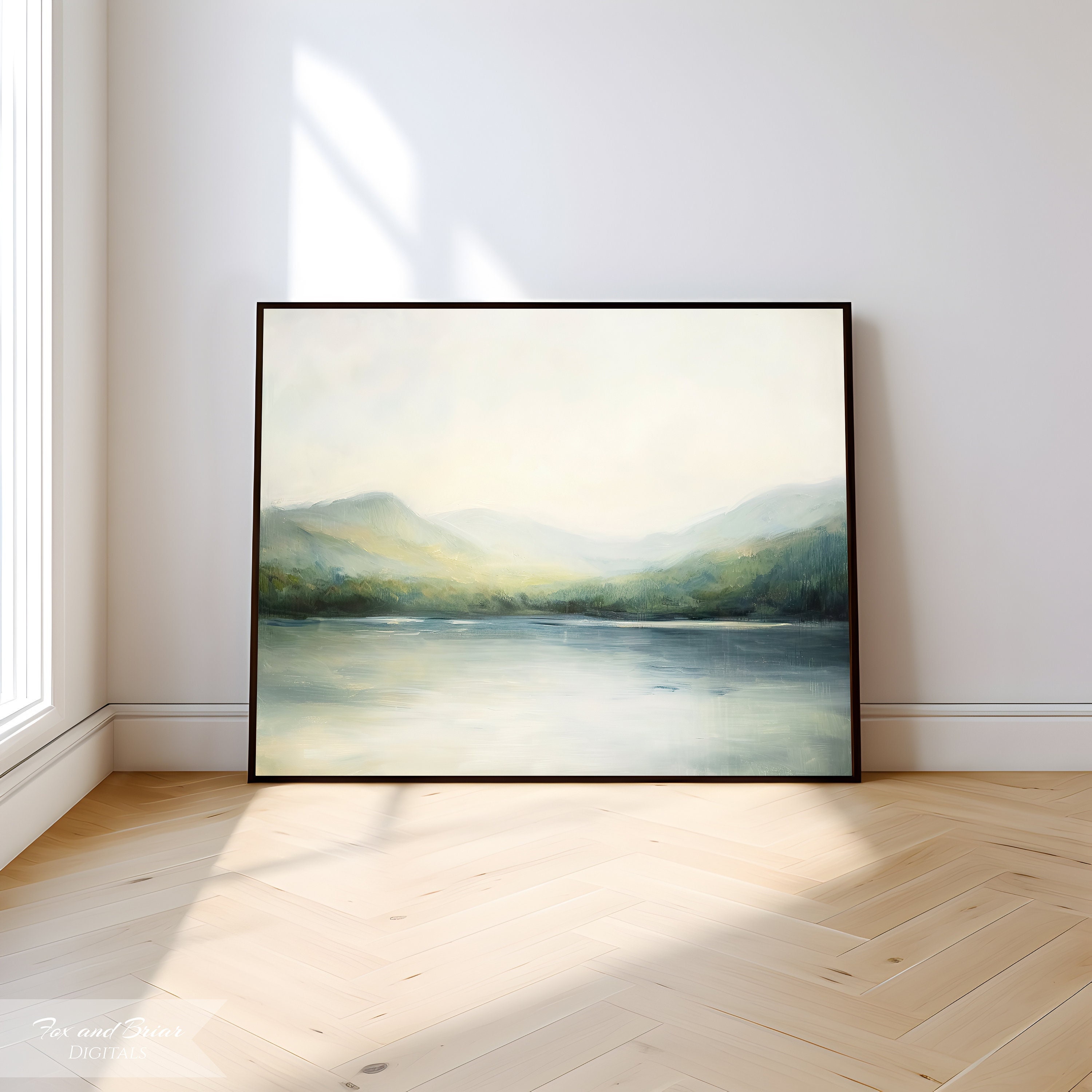 Mountain Lake Art Print Vintage Wall Art Forest Oil Painting Trees ...