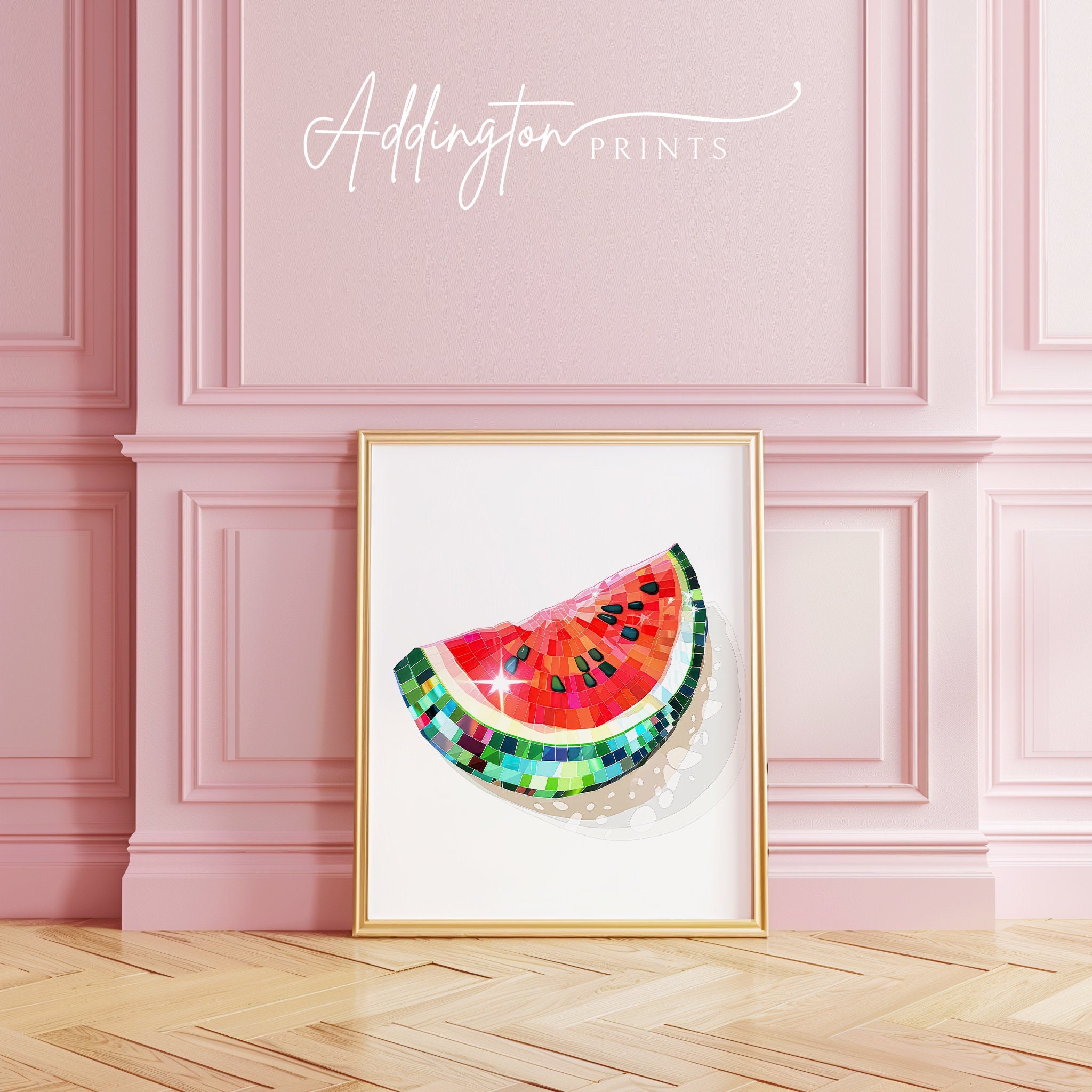 Disco Watermelon Art Print | Wall Art Poster | Glam Disco Ball ...