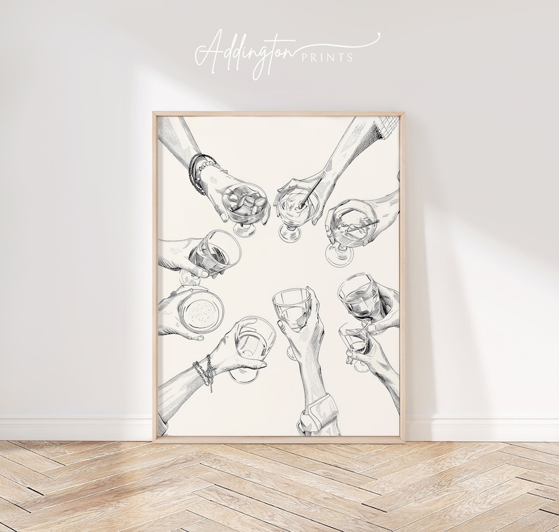 Cheers Print | Drink Wall Art | Bar Cart Decor | Cocktail Wall Art ...