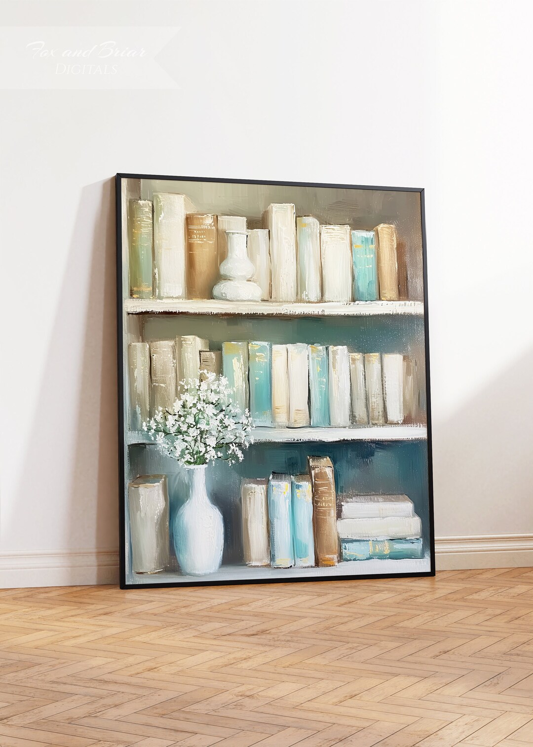 Vintage Library Art Print | Old Books Wall Art | Farmhouse Decor | Oil ...