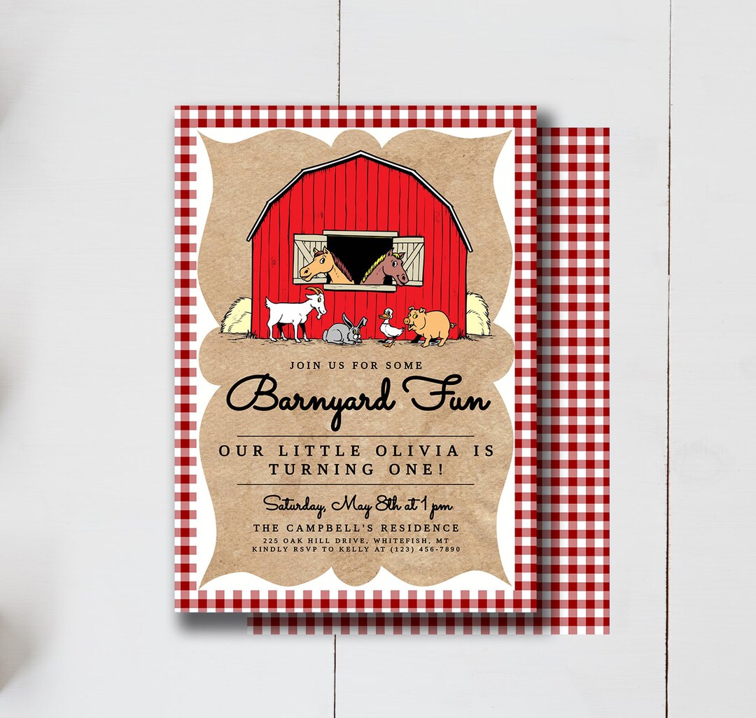 Farm Birthday Invitation, Barn Birthday, First Birthday, Editable ...