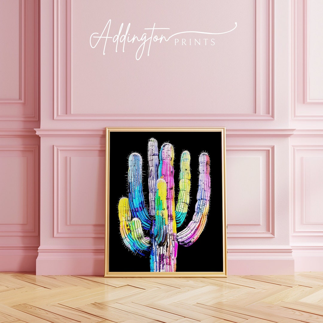 Saguaro Cactus Art | Mexican Desert | Modern Colorful Contemporary Art ...