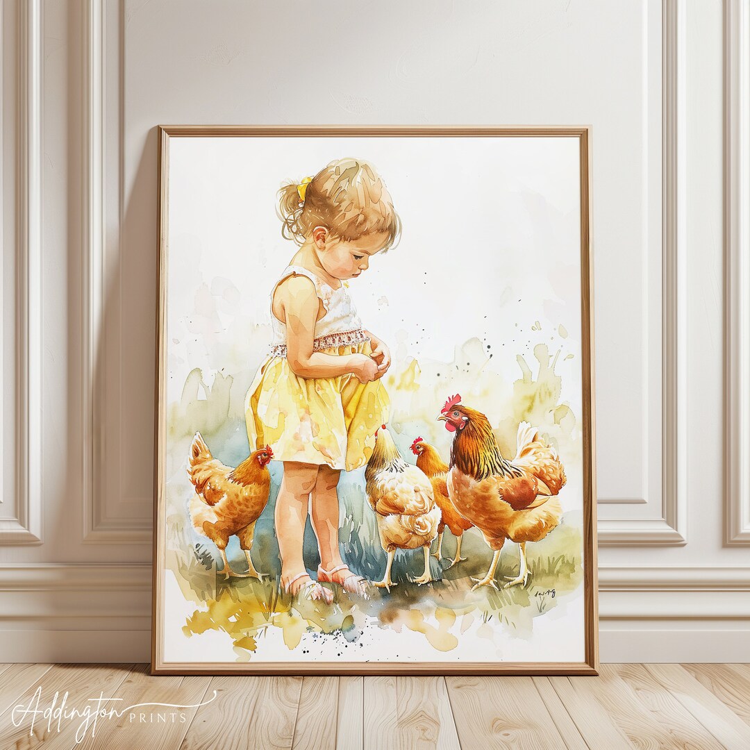 Chicken Wall Art Print | Chicken Print | Girl | Bird Art | Farmhouse ...
