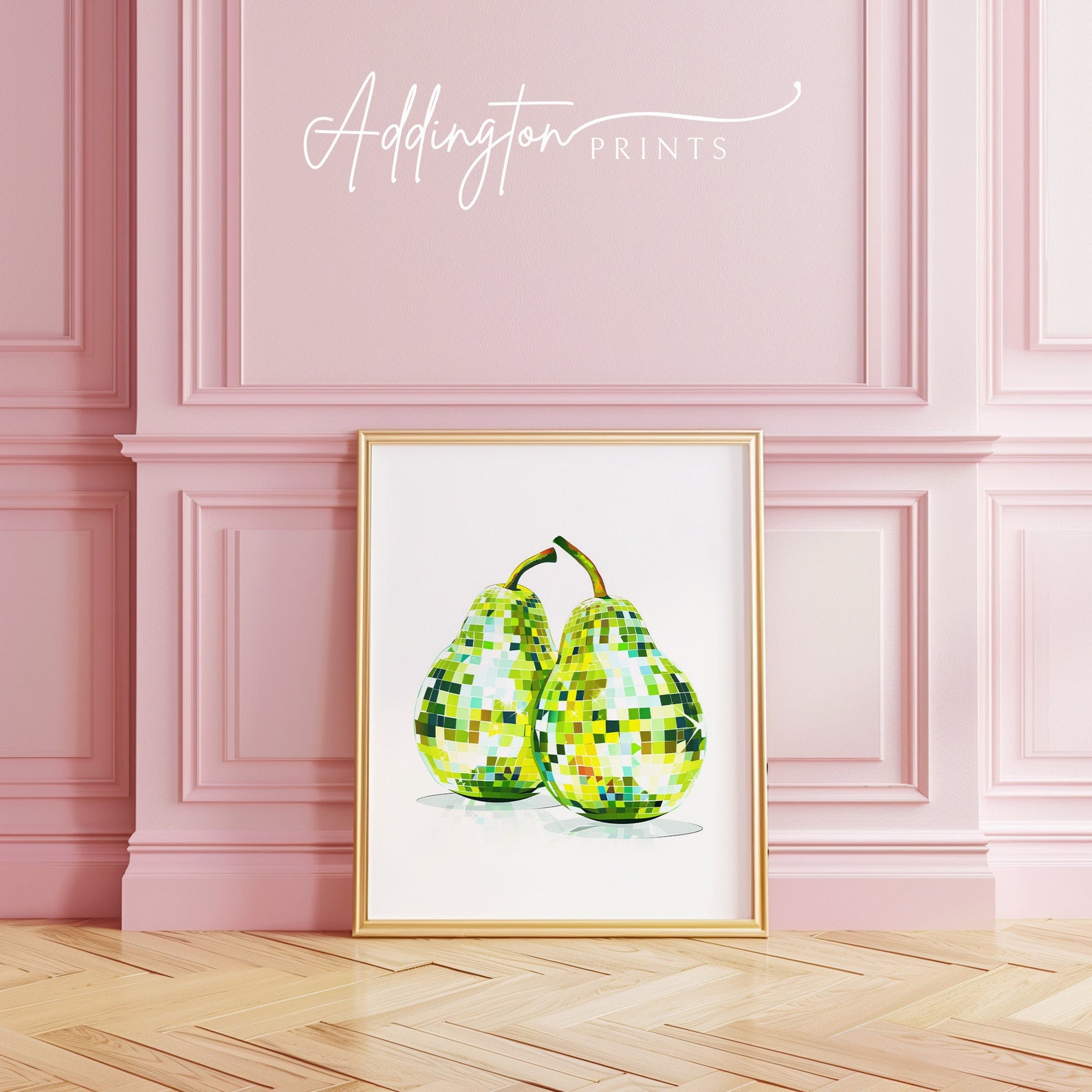 Disco Pears Art Print | Wall Art Poster | Glam Disco Ball Pears ...