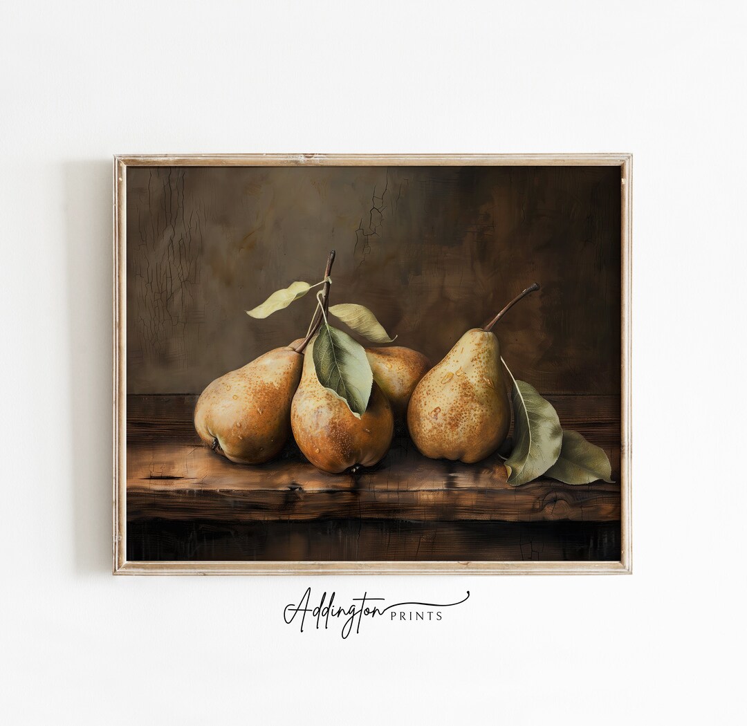 Country Kitchen Print | Vintage Painting | Pear Print | Fruit Kitchen ...