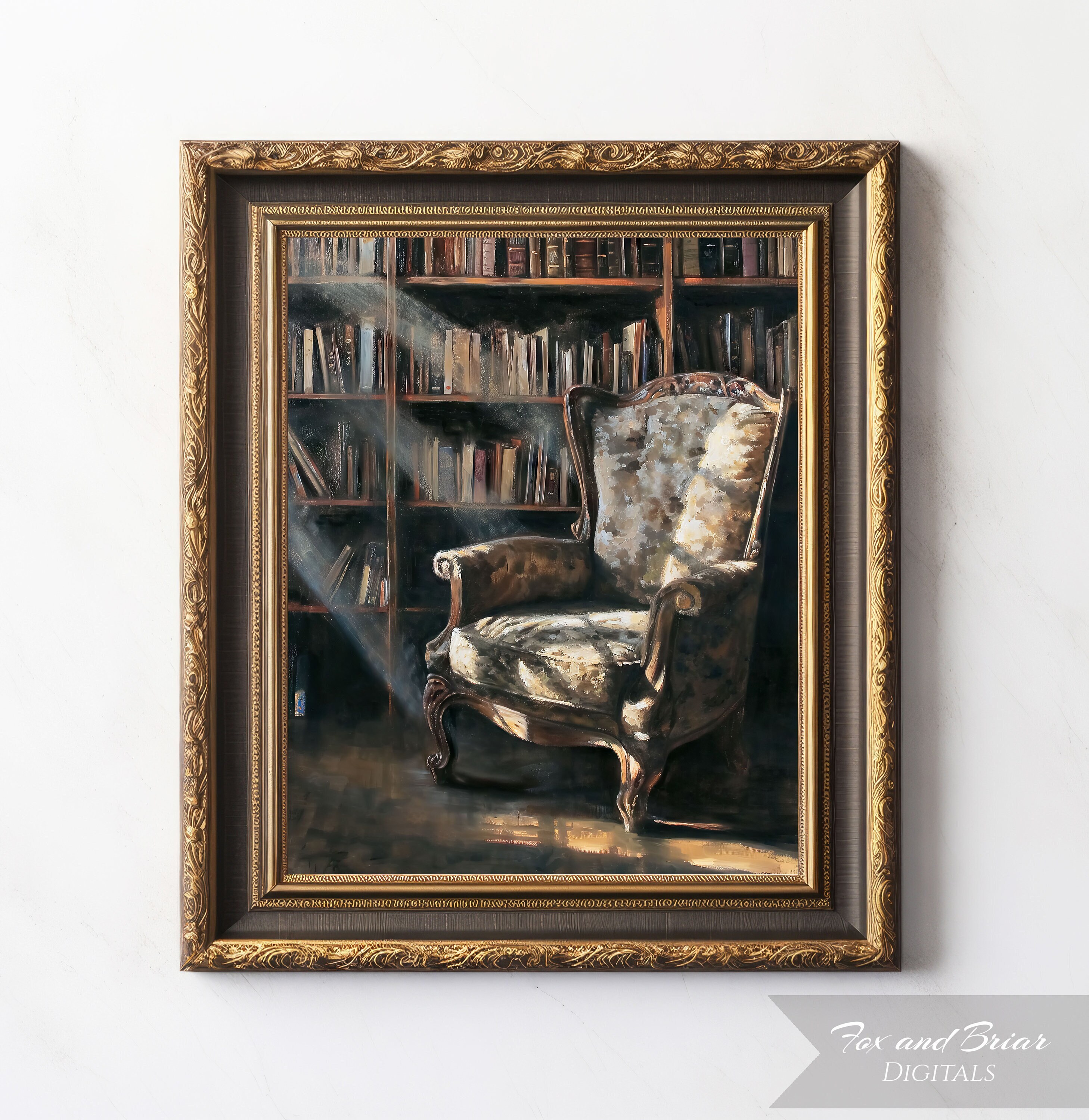 Vintage Library Art Print Wall Art Oil Painting Vintage Print Books ...