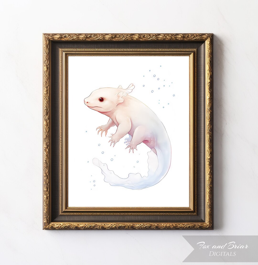Axolotl Wall Art, Axolotl Art, Axolotl Print, Axolotl Painting, Fantasy ...