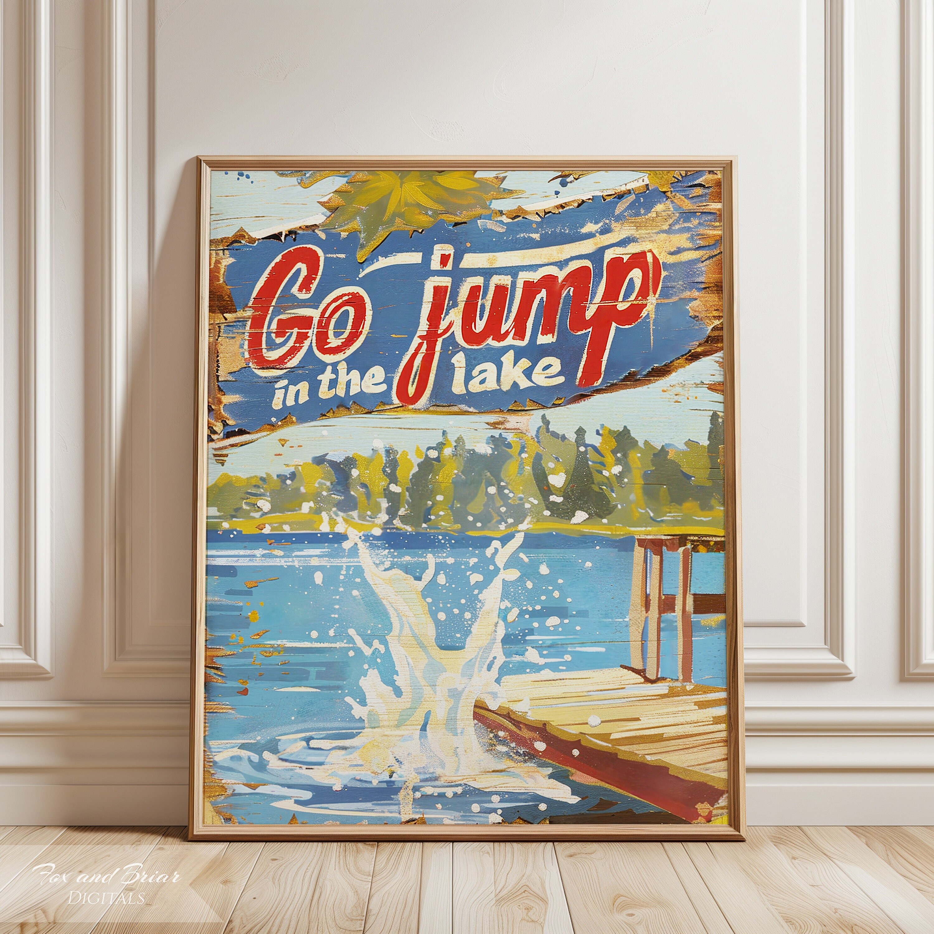Go Jump in the Lake Wall Art Poster Retro Art Poster Lake House Wall ...