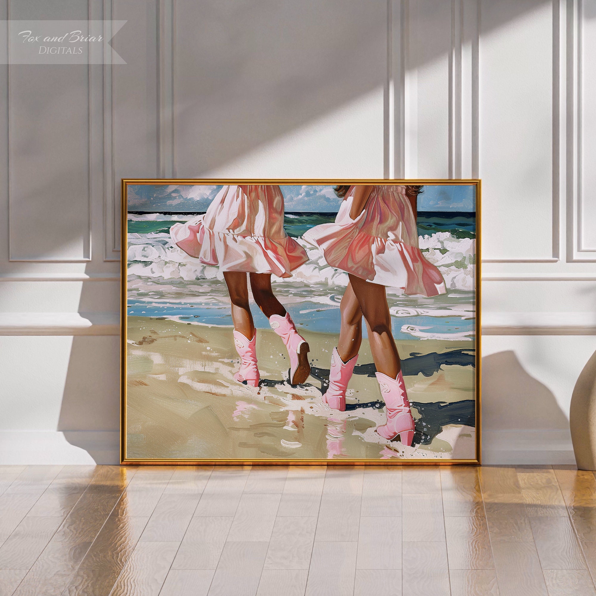 Pink & Preppy Cowgirl Boots Art Print Girly Trendy Wall Art Cowgirl ...