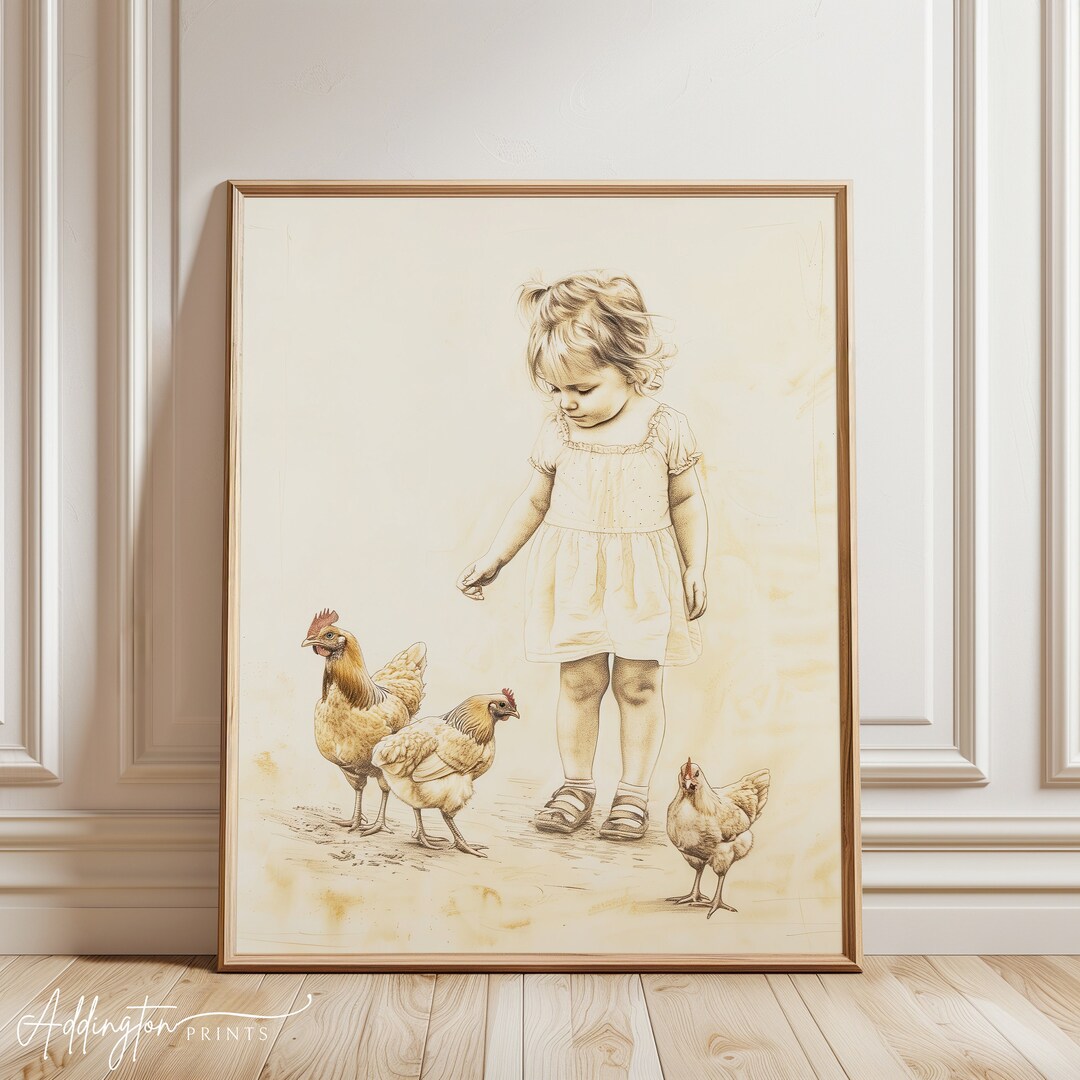 Chicken Wall Art Print | Chicken Print | Girl | Bird Art | Farmhouse ...