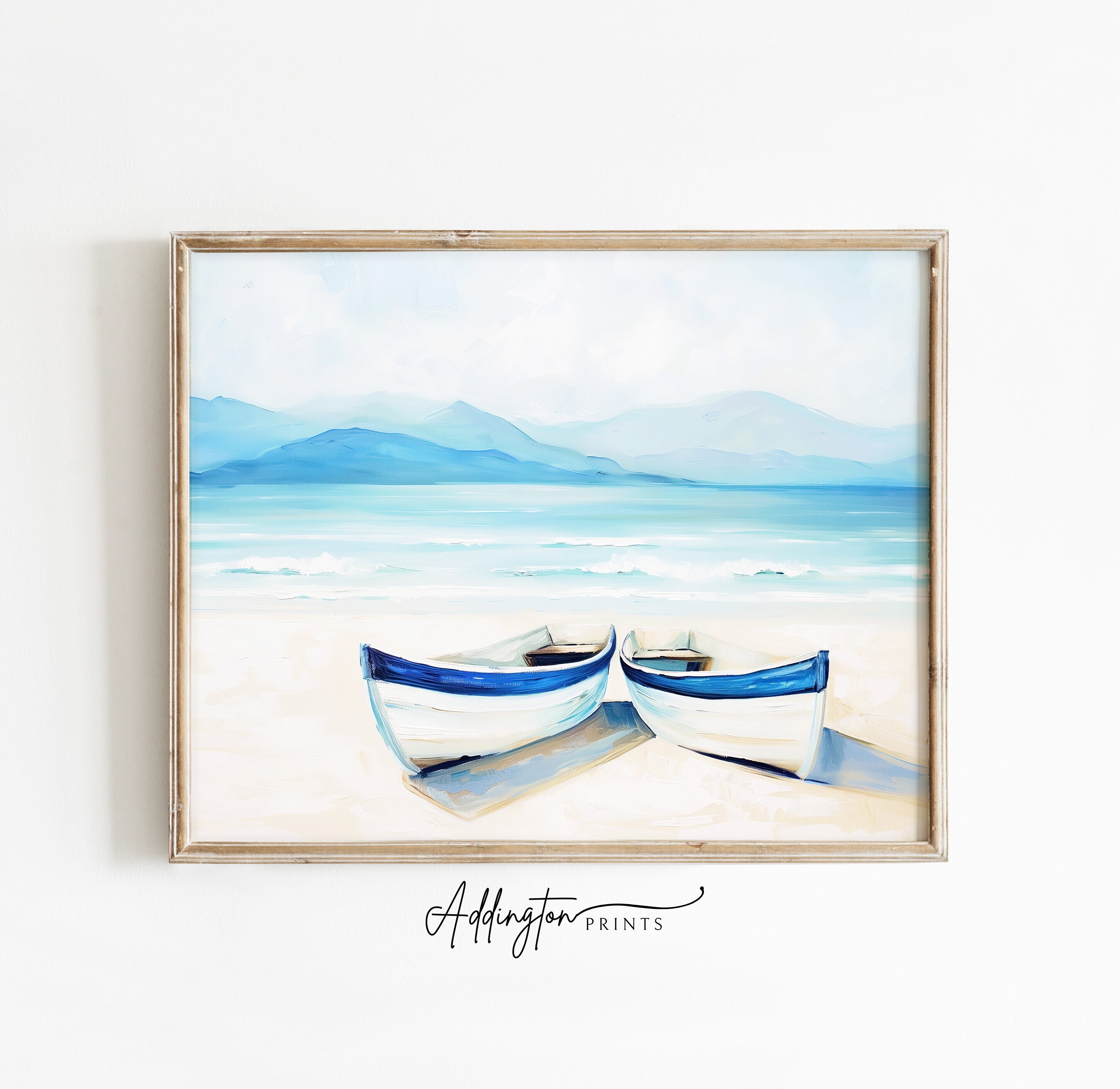 Row Boat Decor | Coastal Wall Art | Ocean Print | Oil Painting Print ...
