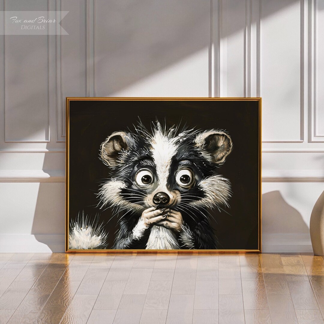 Cute Skunk Animal Art Print | Wall Art | Oil Painting | Vintage Print ...