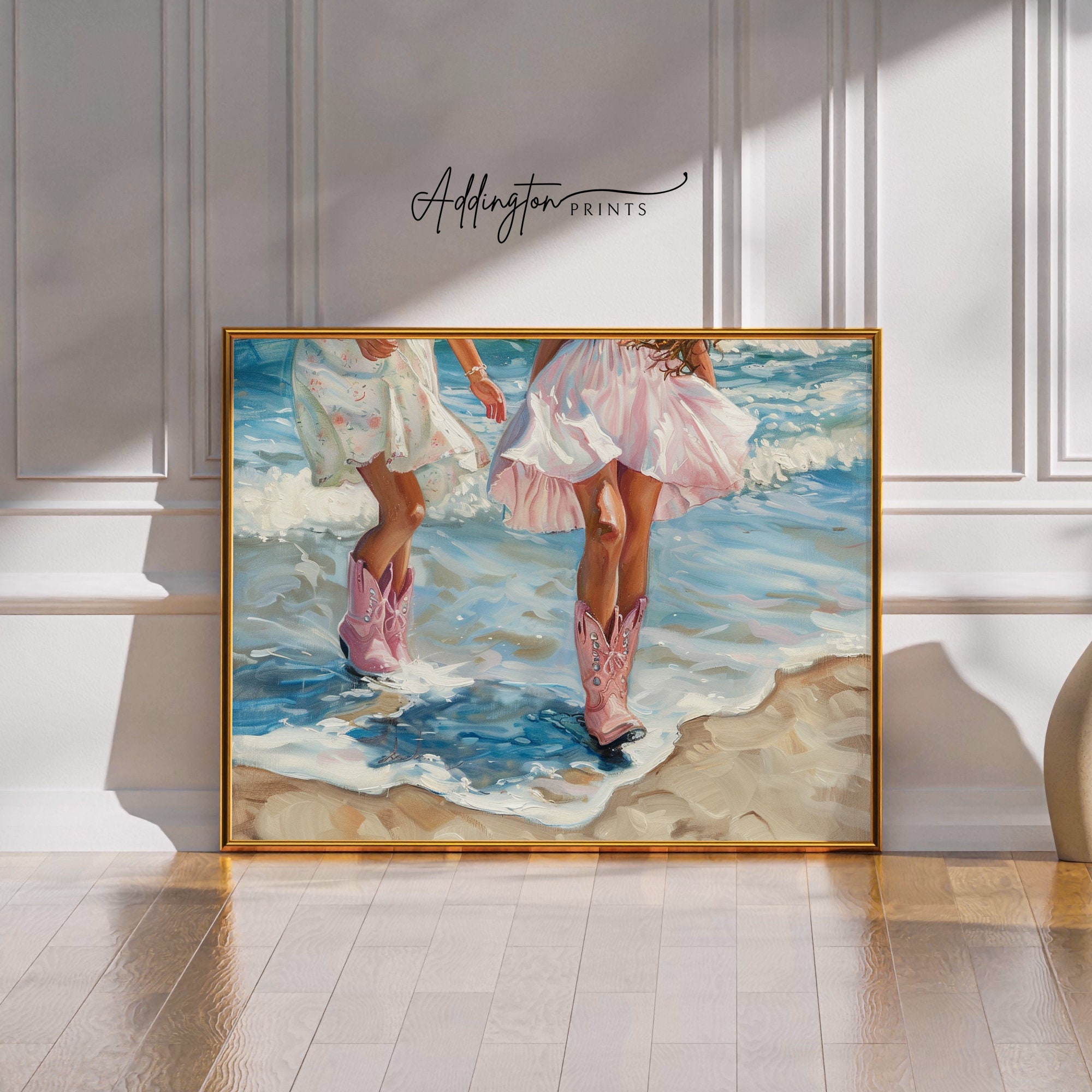 Pink & Preppy Cowgirl Boots Art Print | Girly Trendy Wall Art | Cowgirl ...