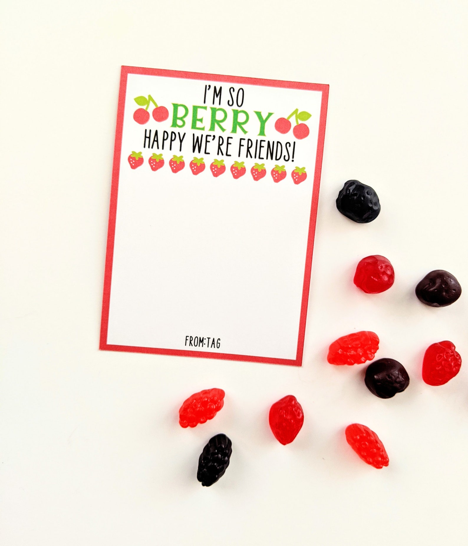 I'm Berry Glad We're Friends PRINTED Valentine Tags - Etsy