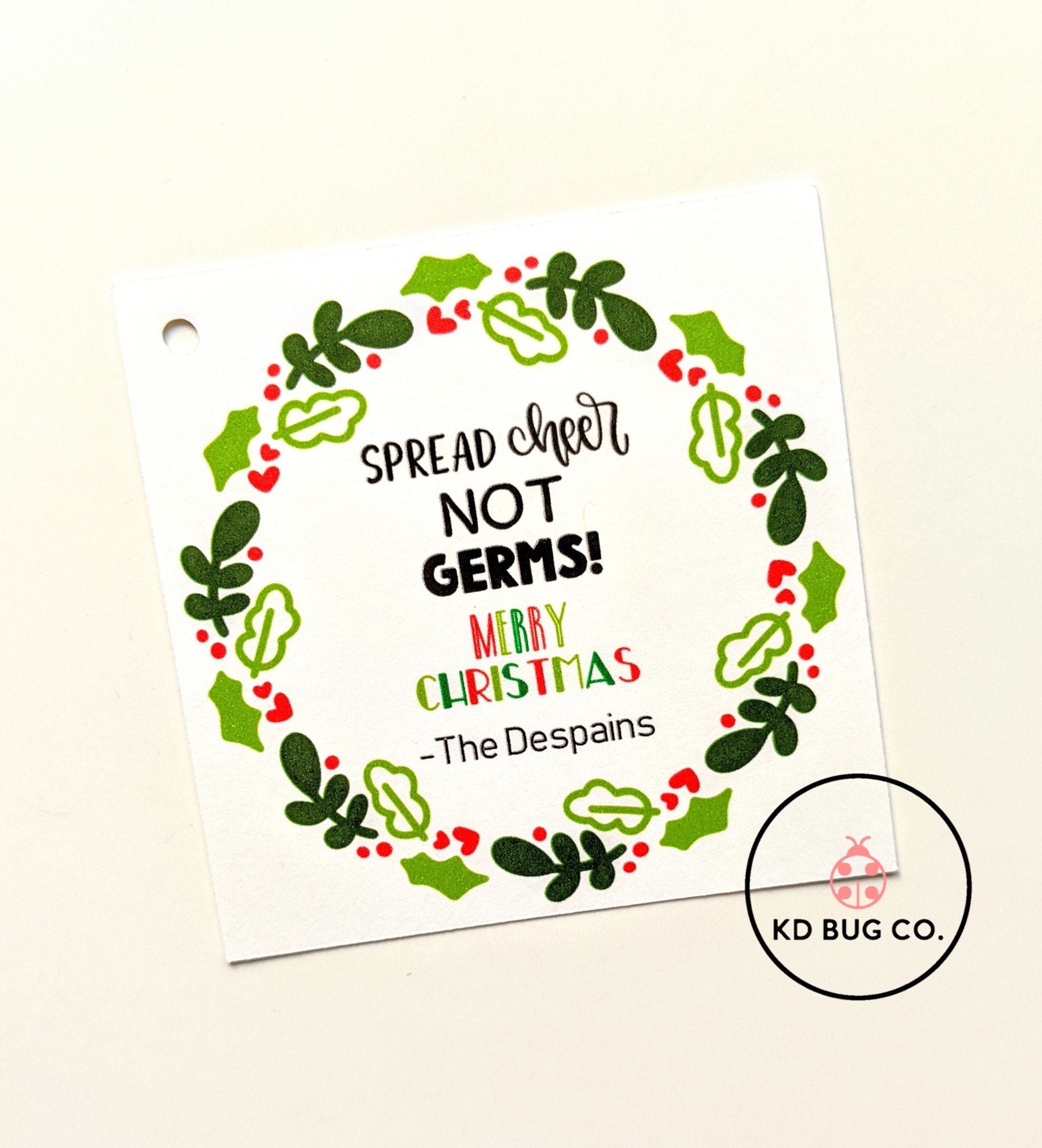 Spread Cheer NOT Germs! Merry Christmas PRINTED Gift Tags - Etsy