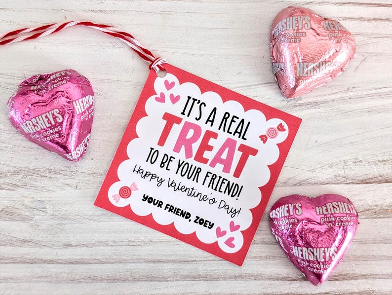 PRINTED It's a Real Treat to Be Your Friend Valentine Tag - Etsy