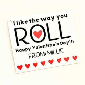 PRINTED I Like the Way You Roll Happy Valentine's Day Gift Tags - Etsy