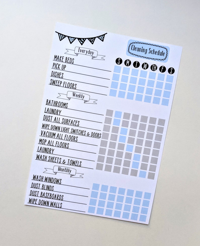 Home Cleaning Schedule With Daily, Weekly & Monthly Chores - Etsy