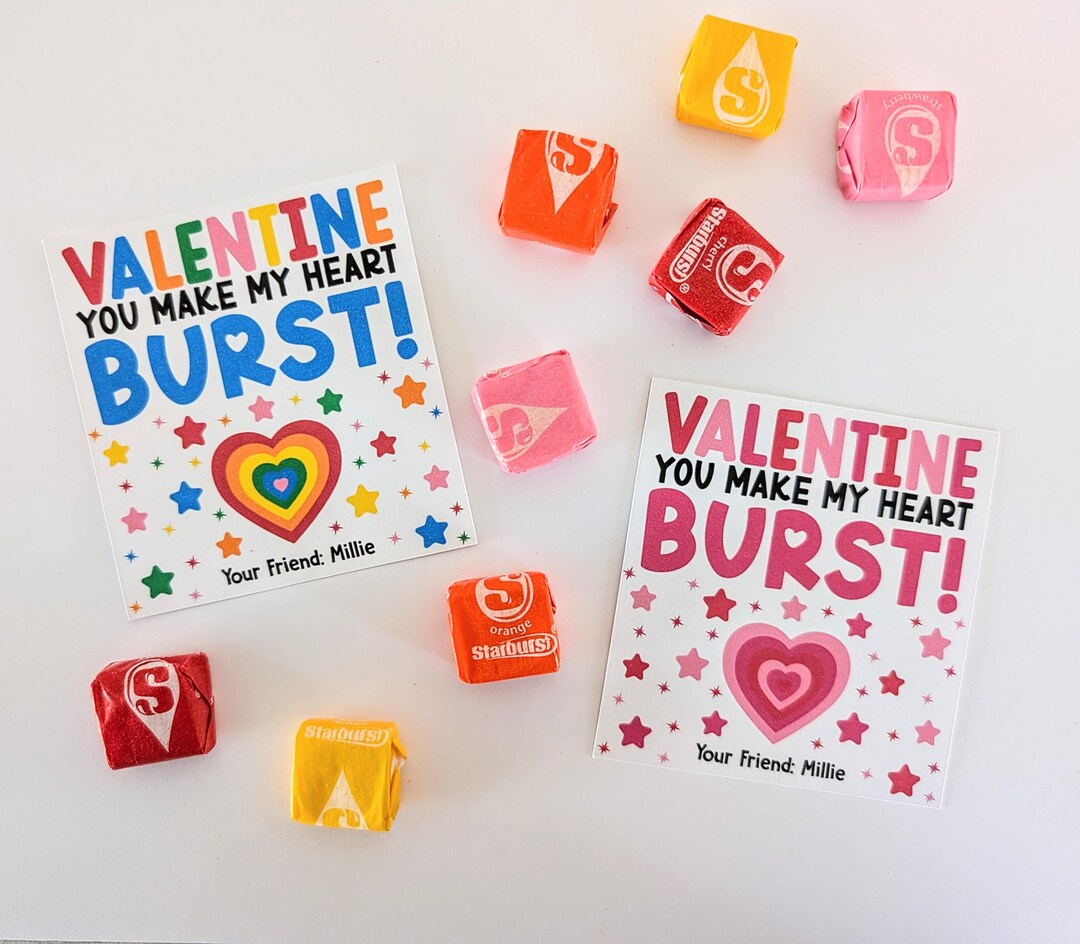 PRINTED Valentine, You Make My Heart Burst Tags - Etsy