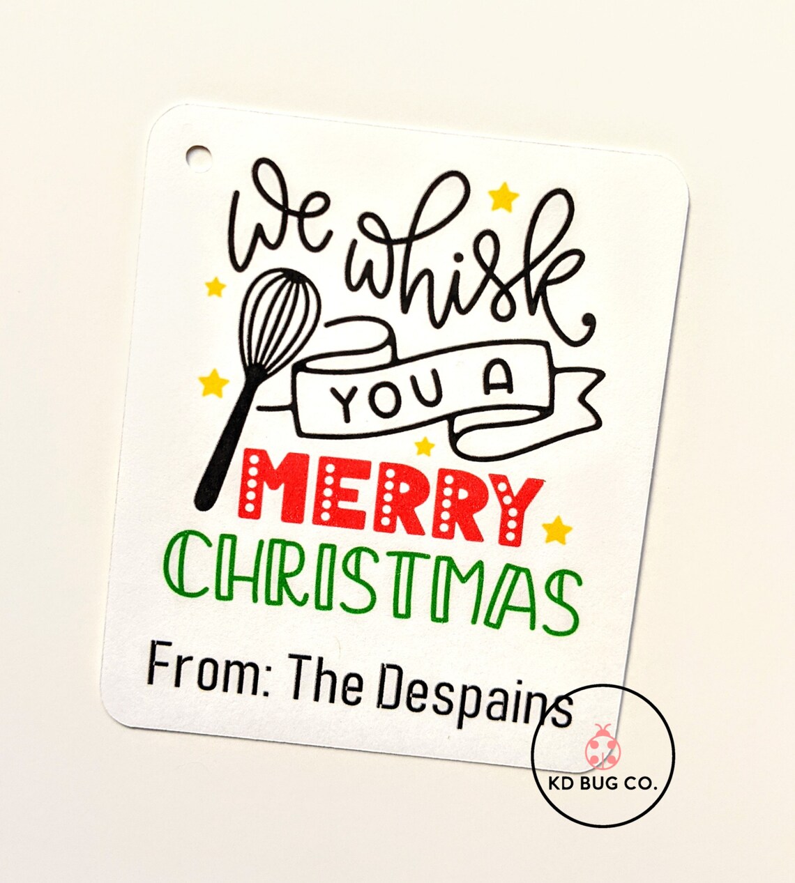 We Whisk You a Merry Christmas PRINTED Neighbor Gift Tag | Etsy