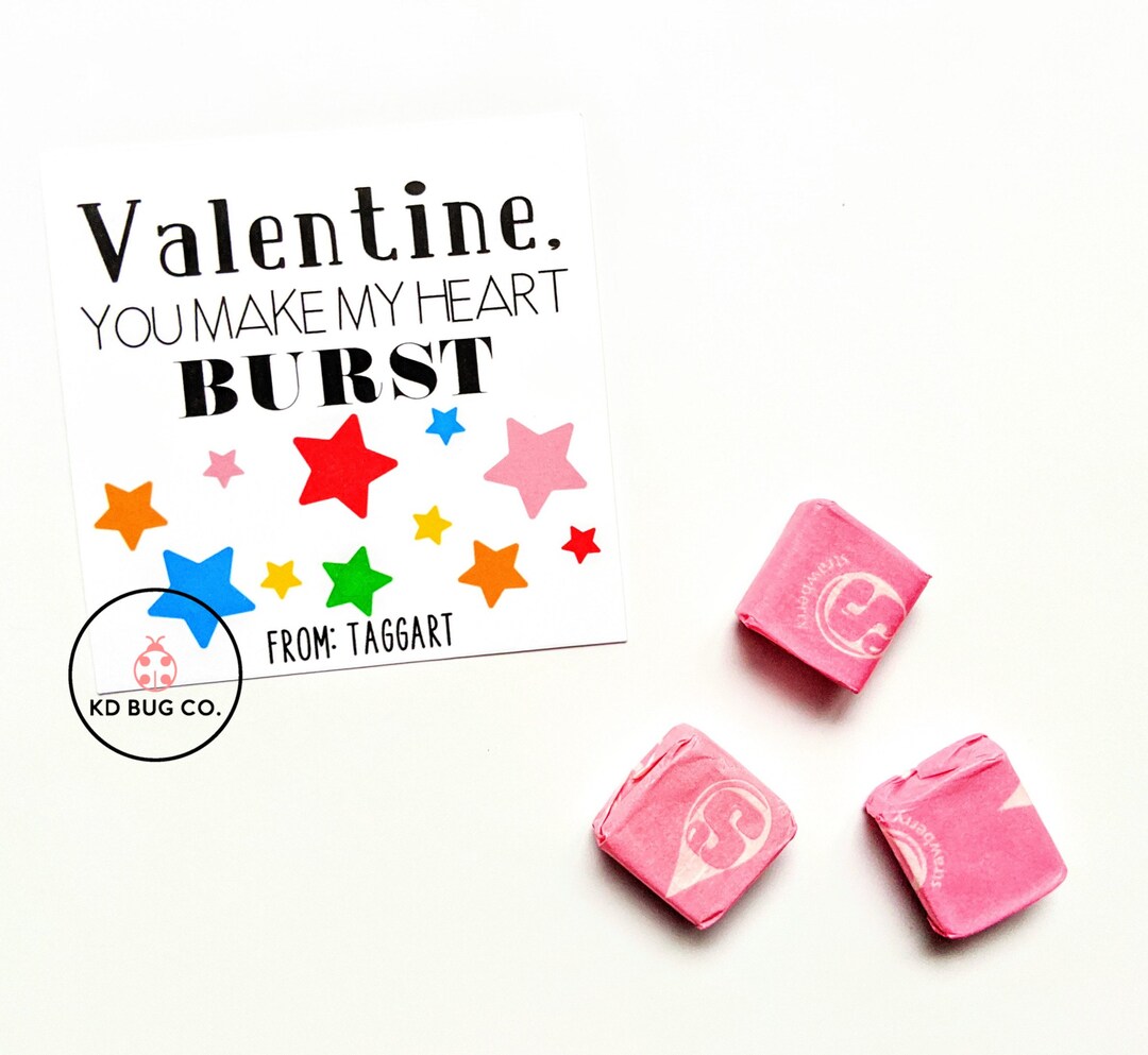 PRINTED Valentine, You Make My Heart Burst Tags - Etsy