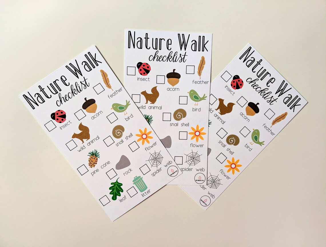 PRINTED Nature Walk Checklist - Etsy
