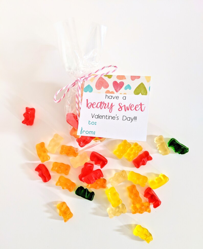 PRINTED Gummy Bear Valentine Tag - Etsy