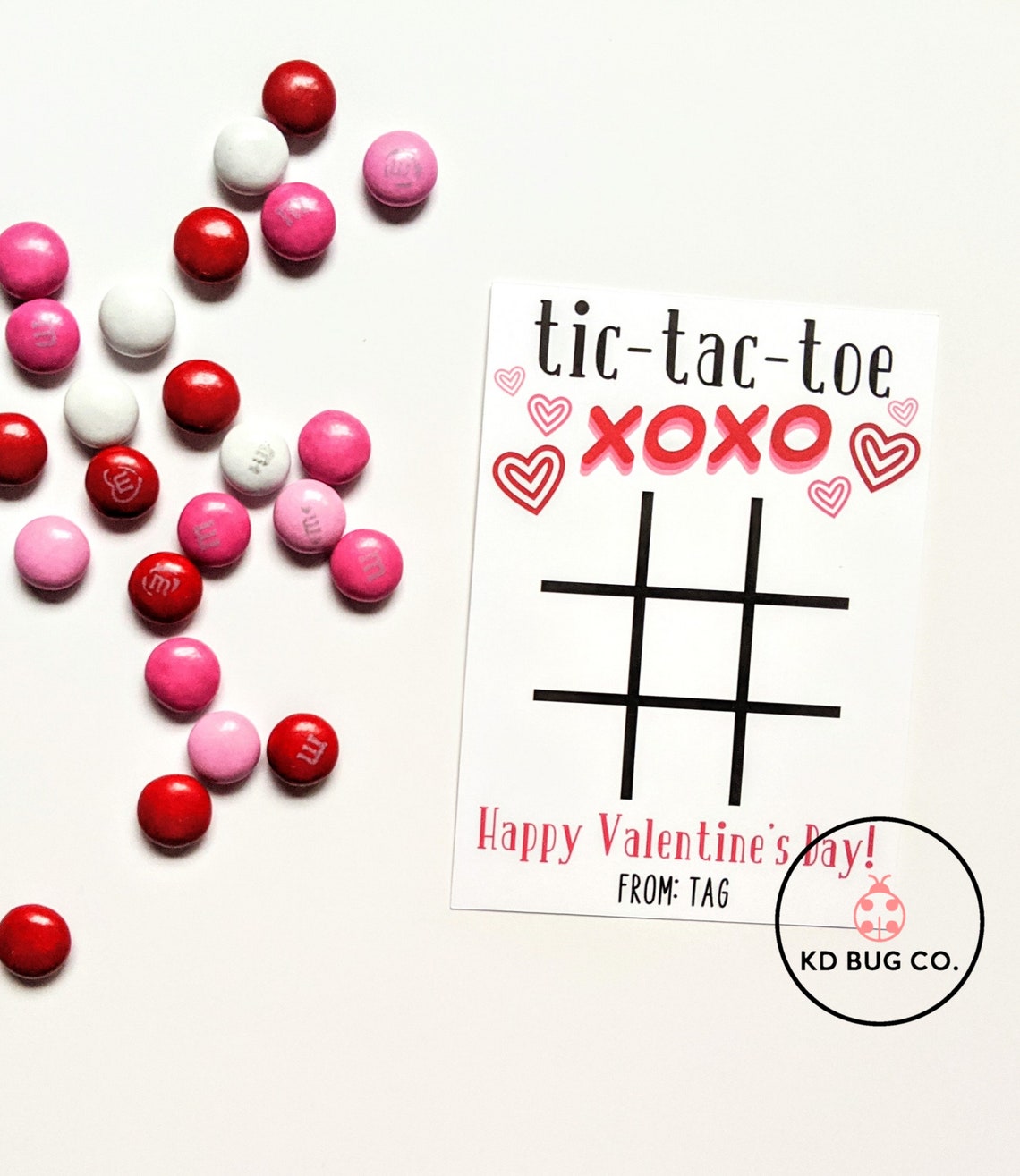 PRINTED Happy Valentine's Day Tic-tac-toe Game Card | Etsy