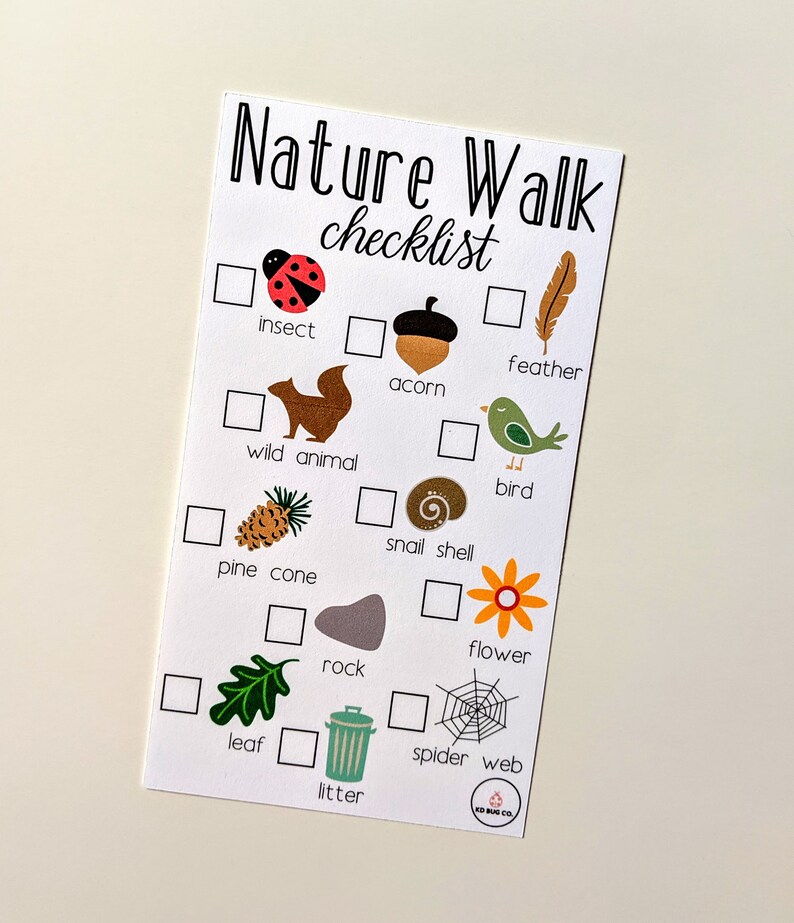 PRINTED Nature Walk Checklist - Etsy