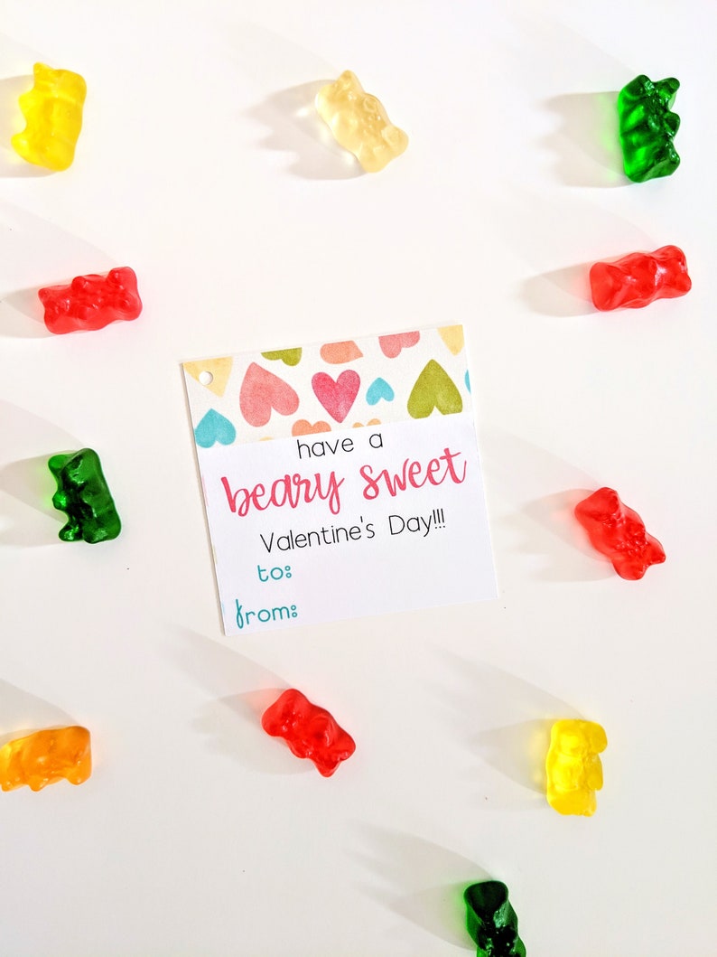 PRINTED Gummy Bear Valentine Tag - Etsy