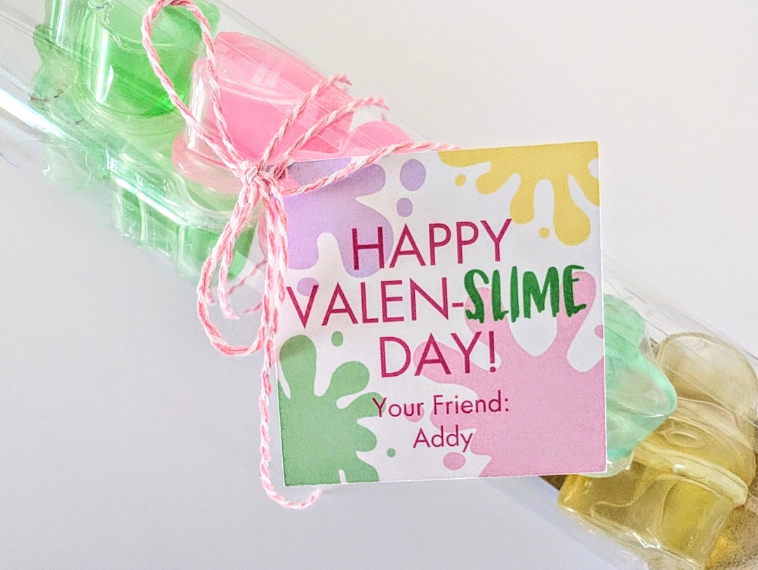 PRINTED Happy Valen-slime Day Tags - Etsy
