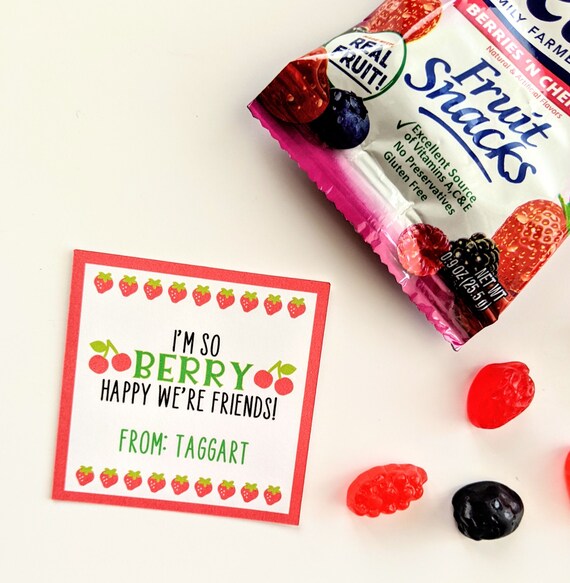 I'm so Berry Glad We're Friends PRINTED Valentine Tag - Etsy