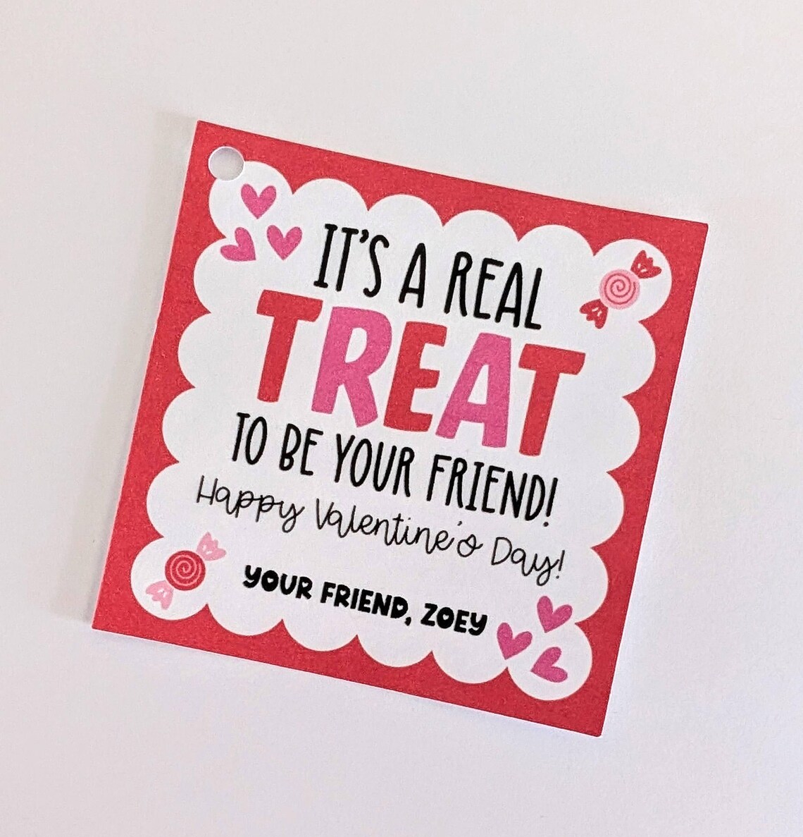 PRINTED It's a Real Treat to Be Your Friend Valentine Tag - Etsy