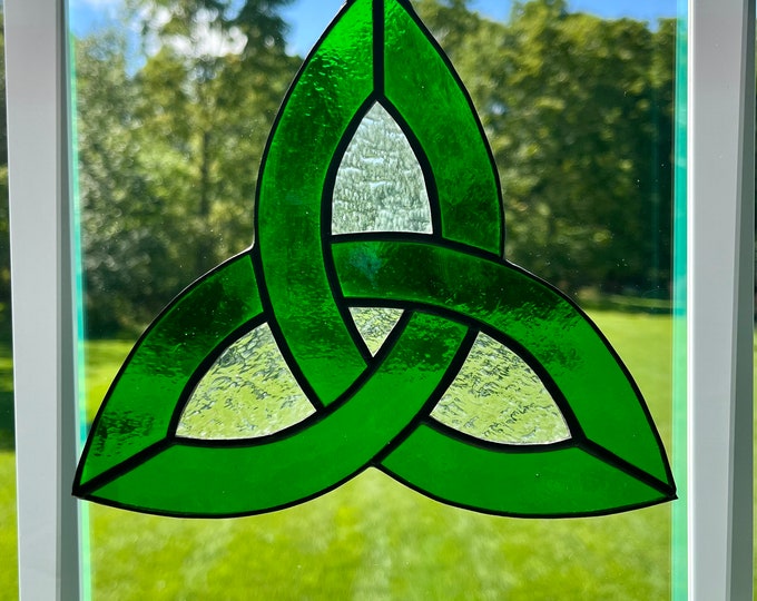 Rich Green Trinity Knot Stained Glass Window Cling to Celebrate Saint ...