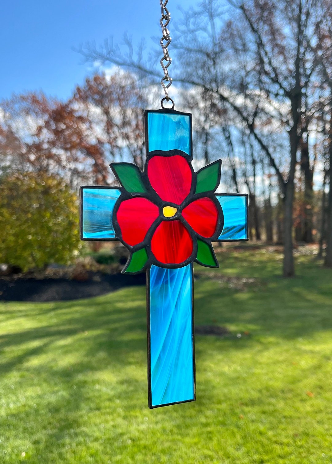 Stained Glass Cross Window Art - Etsy
