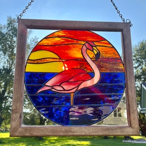 Flamingo Stained Glass Window Art - Etsy