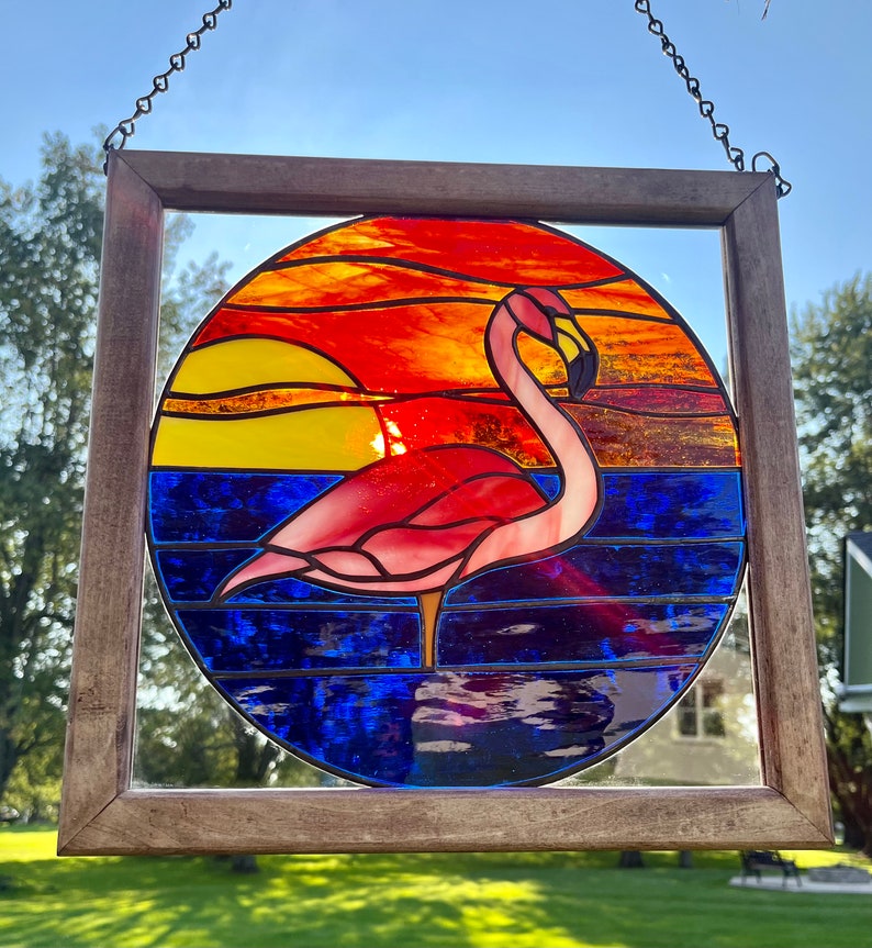 Flamingo Stained Glass Window Art - Etsy
