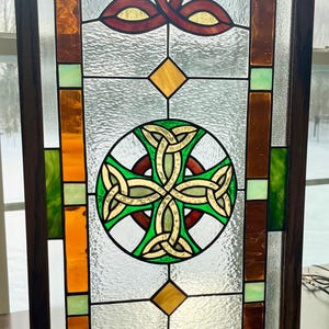 Celtic Cross Stained Glass Window Panel 14 X 28 Inches Home Decor - Etsy
