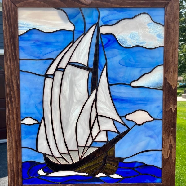 Stained Glass Sail Boat Pattern - Etsy