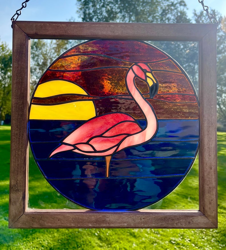 Flamingo Stained Glass Window Art - Etsy